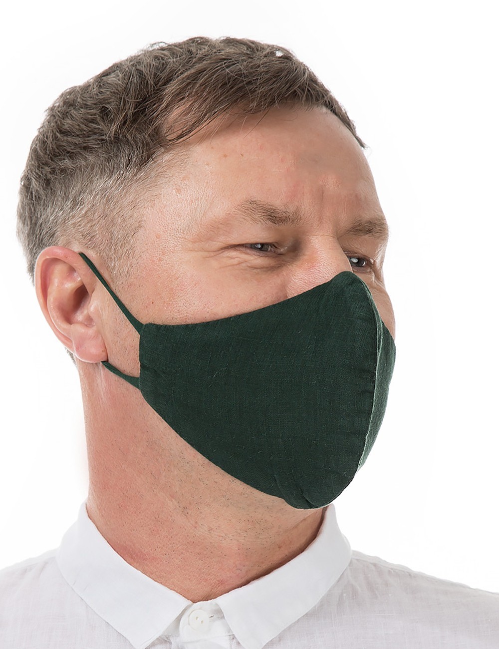 Genbrugelig 4 lag stof mundbind til voksen i flaskegrøn farve