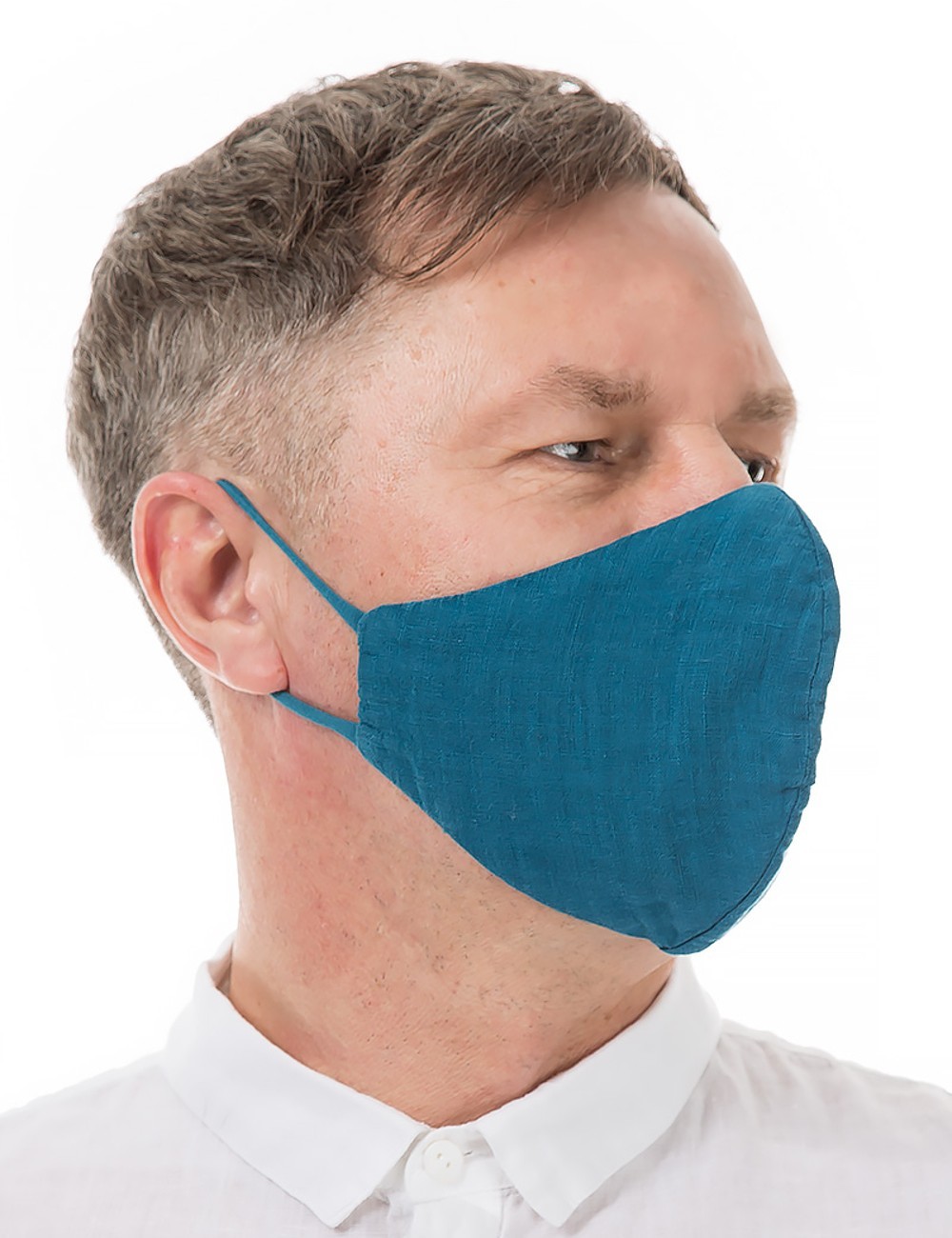Genbrugelig 4 lag stof mundbind til voksen i turkis farve