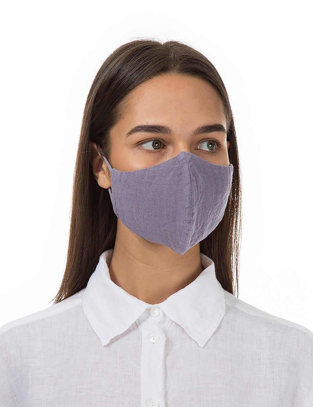 Genbrugelig 4 lag stof mundbind til voksen i lyslilla farve